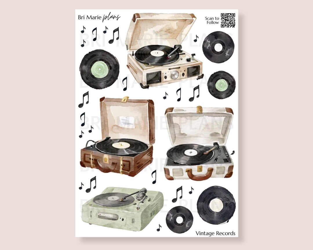 Vintage Records | Printable Planner Stickers - Etsy