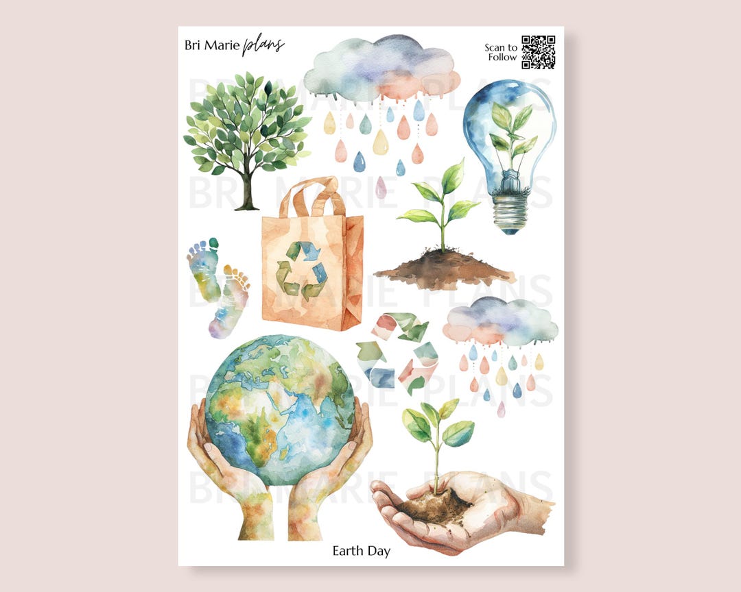 Earth Day | Printable Planner and Journal Stickers - Etsy