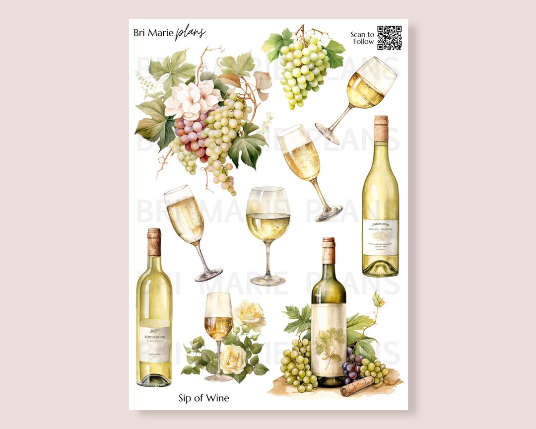 Sip of Wine | Printable Planner and Journal Stickers - Etsy