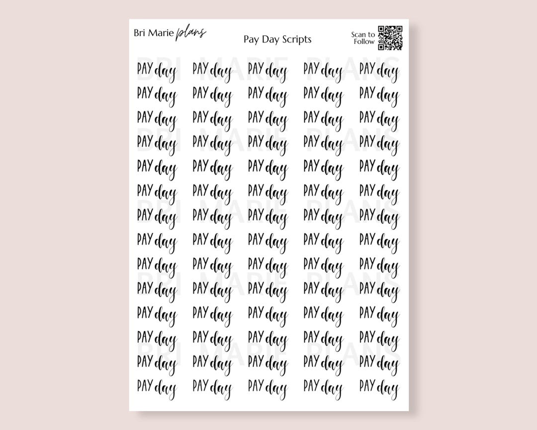 Pay Day Scripts | Printable Planner Stickers | Cursive Word Labels ...