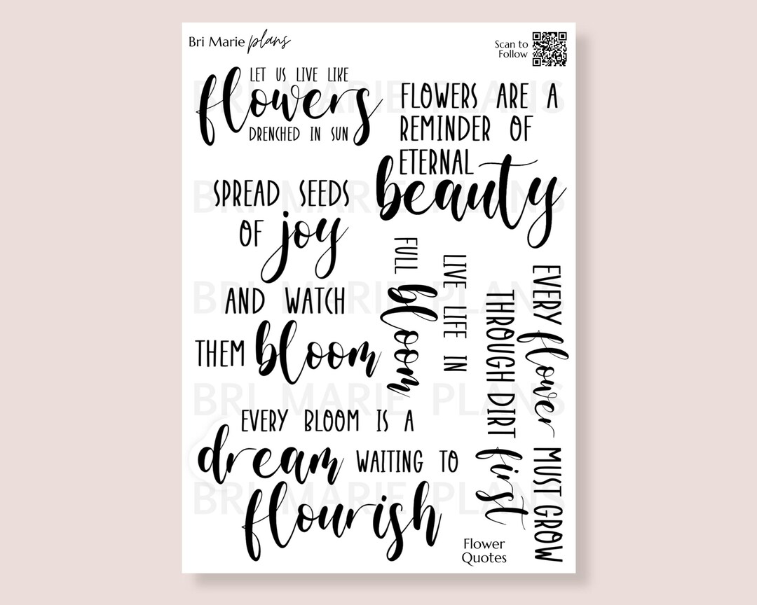 Flower Quotes | Printable Planner Stickers - Etsy