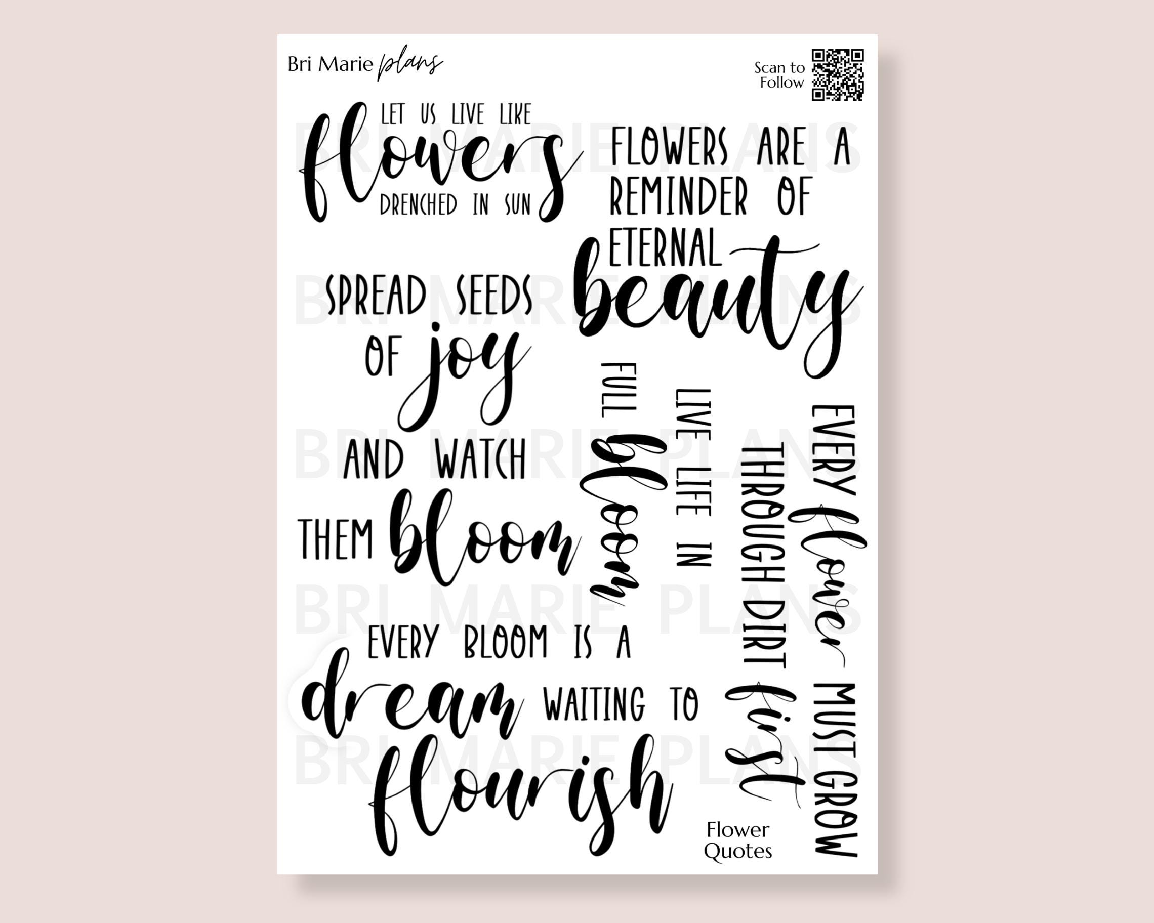 Flower Quotes | Printable Planner Stickers - Etsy