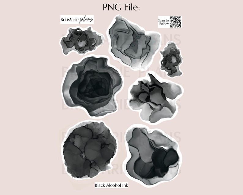 Black Alcohol Ink | Printable Planner Stickers - Etsy