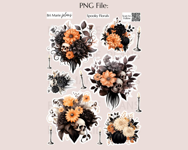 Spooky Florals | Printable Planner Stickers - Etsy