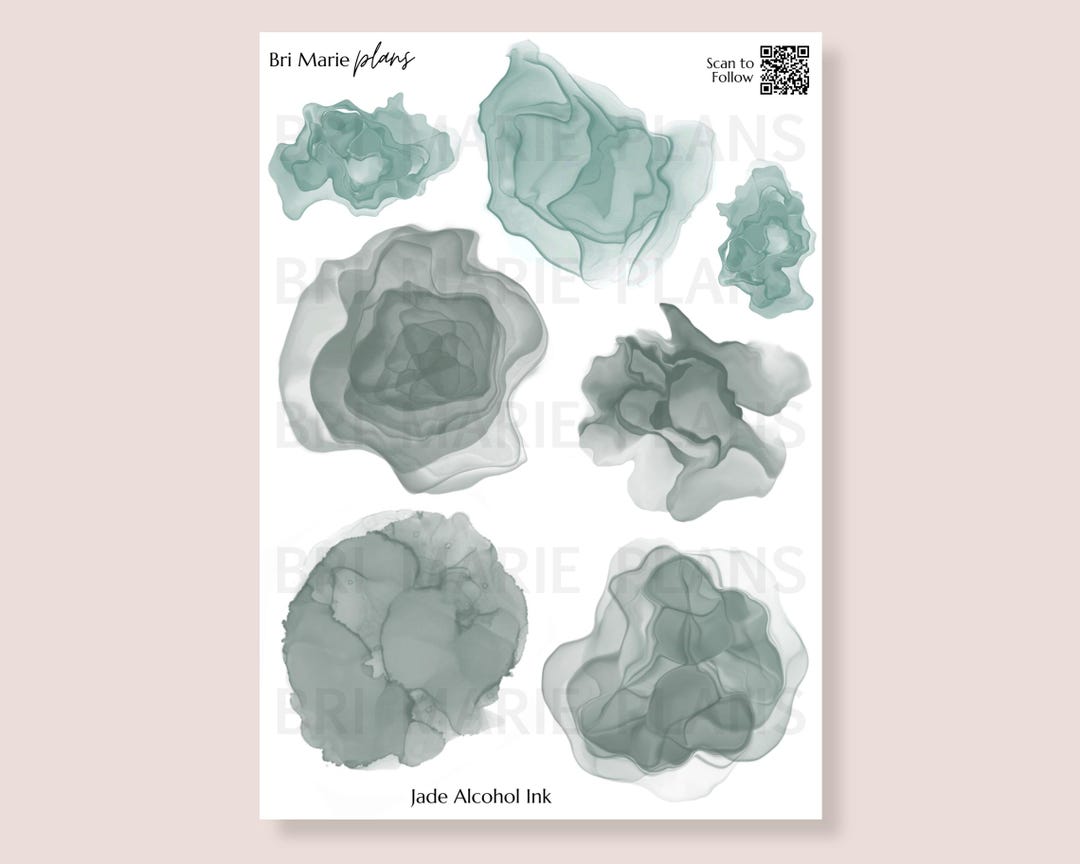 Jade Alcohol Ink | Printable Planner & Journal Stickers - Etsy