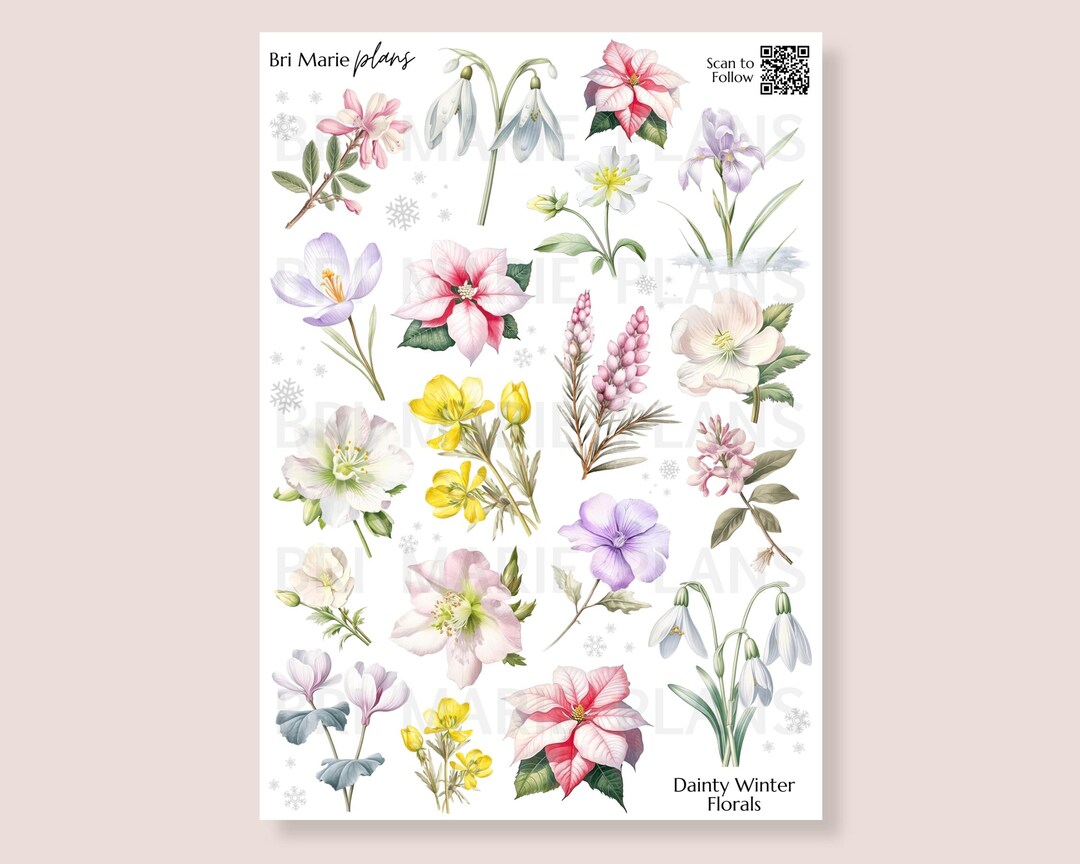 Dainty Winter Florals | Printable Planner Stickers - Etsy