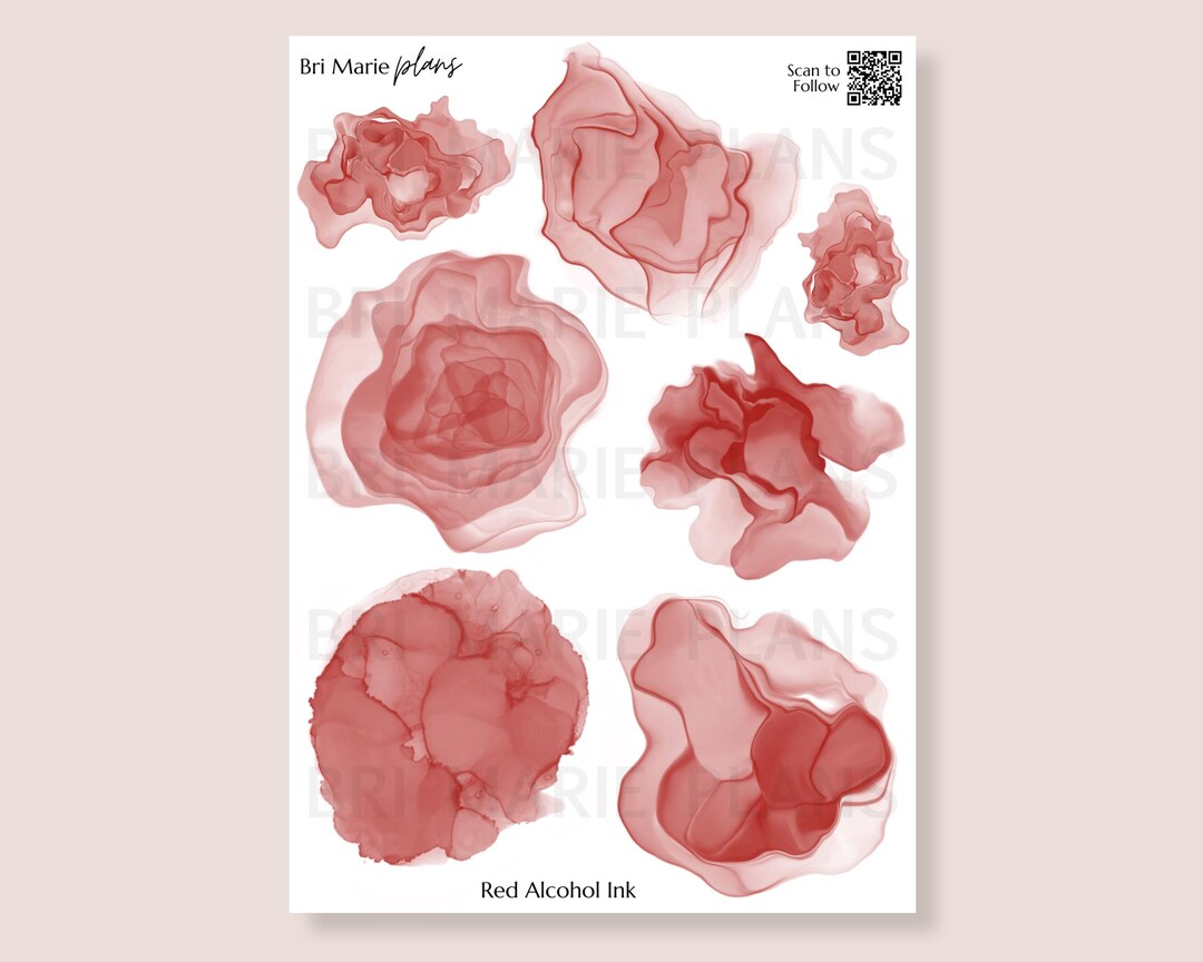 Red Alcohol Ink | Printable Planner & Journal Stickers - Etsy
