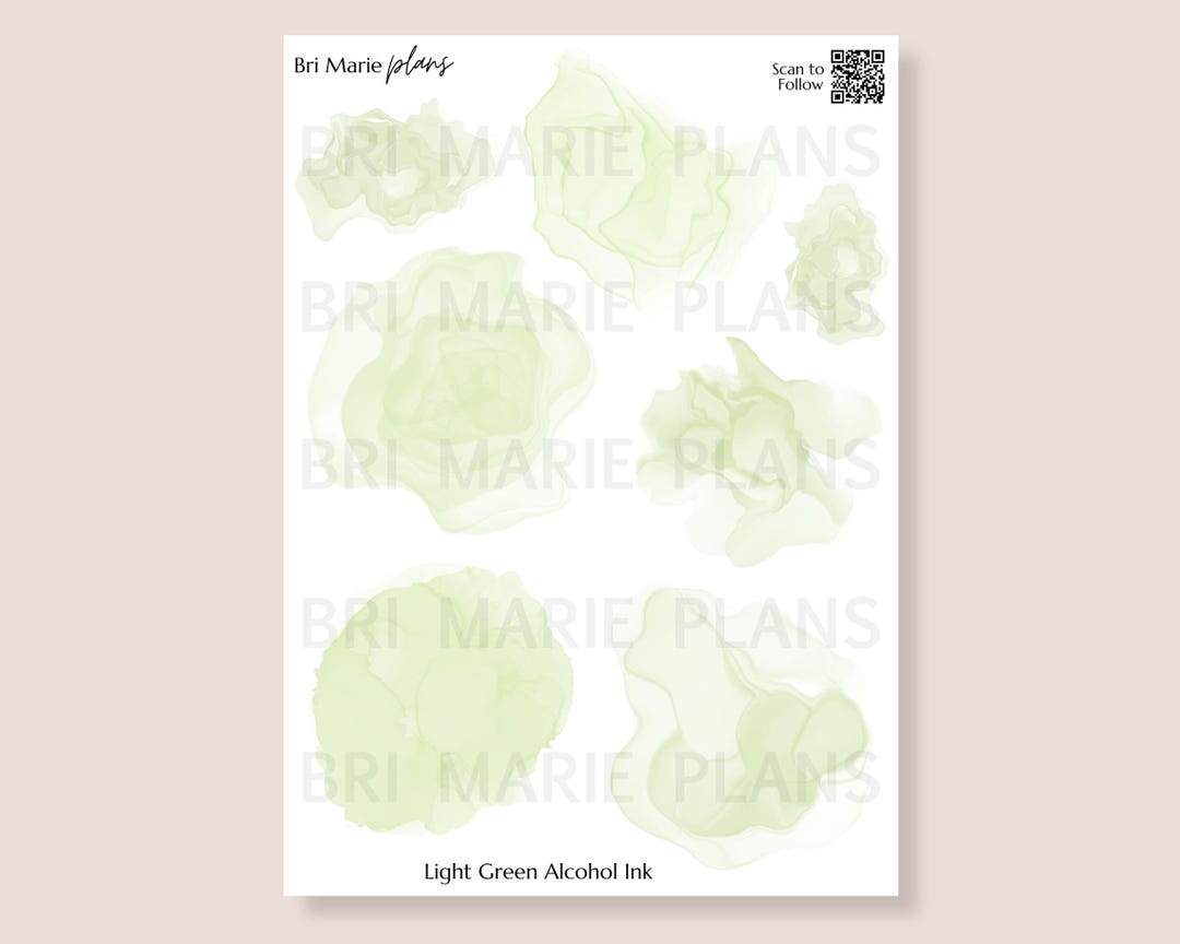 Light Green Alcohol Ink | Printable Planner and Journal Stickers - Etsy