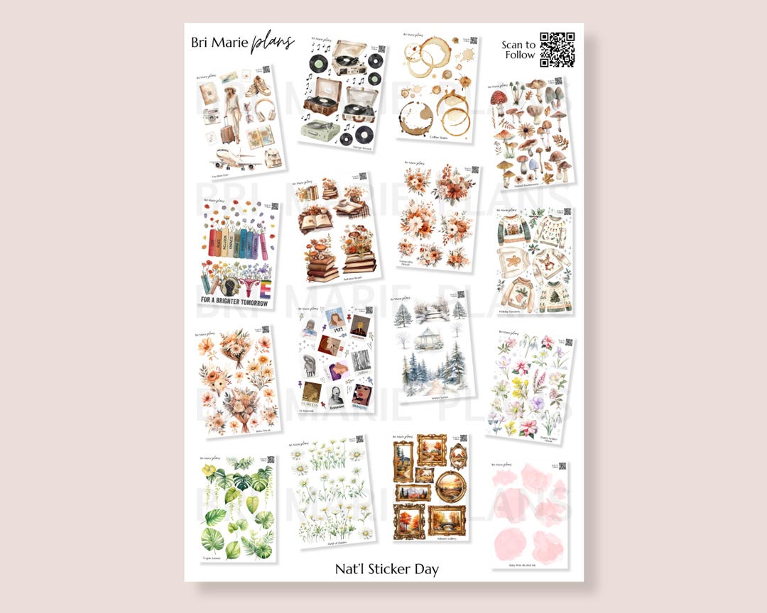 National Sticker Day | Printable Planner Stickers - Etsy
