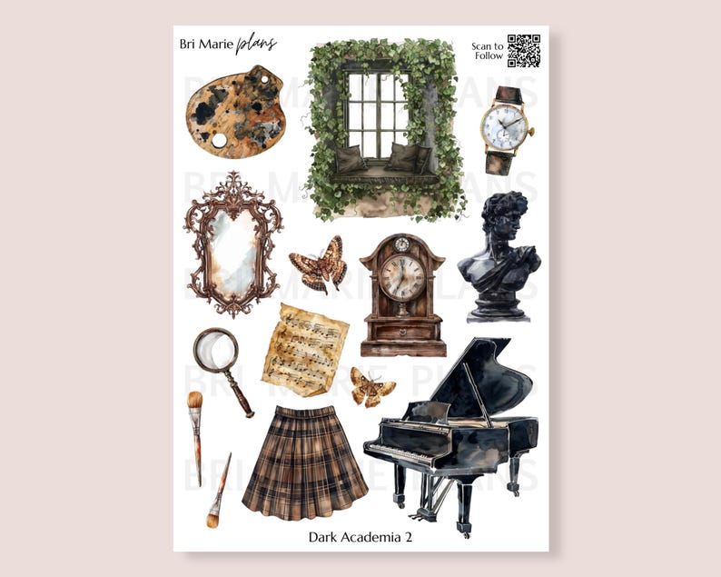Dark Academia Sticker Set | Vintage Gothic Planner Stickers | Bookish ...
