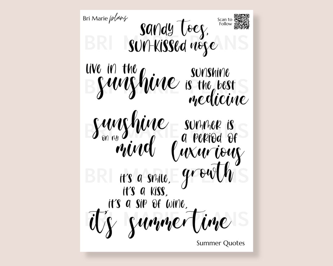 Summer Quotes | Printable Planner Stickers - Etsy