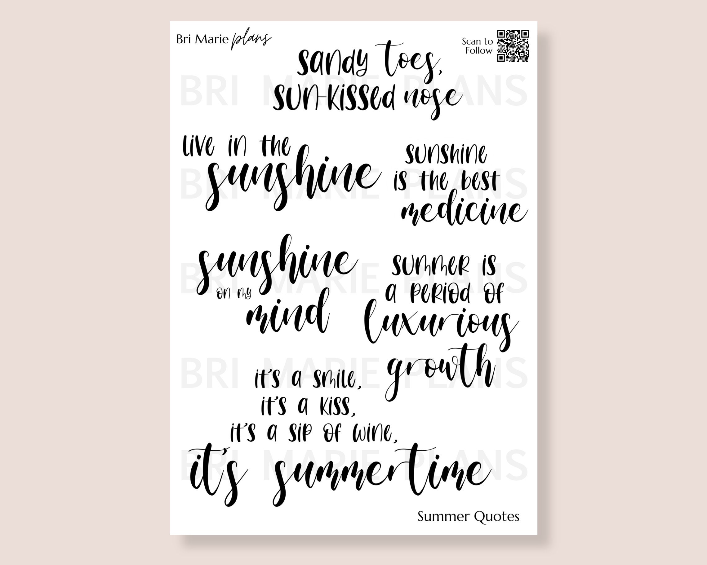 Summer Quotes | Printable Planner Stickers - Etsy