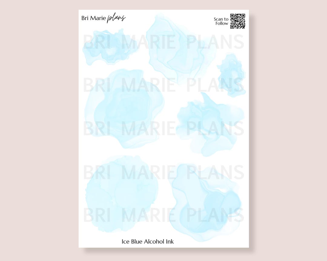 Ice Blue Alcohol Ink | Printable Planner Stickers - Etsy