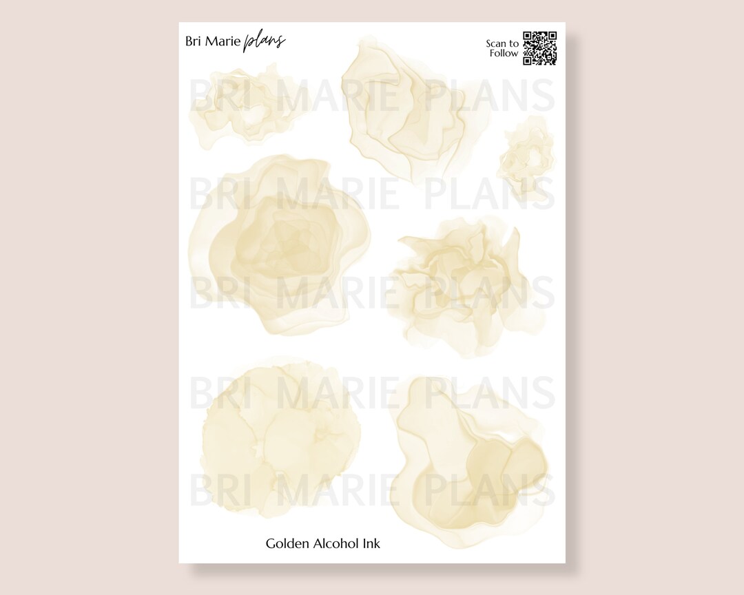 Golden Alcohol Ink | Printable Planner Stickers - Etsy