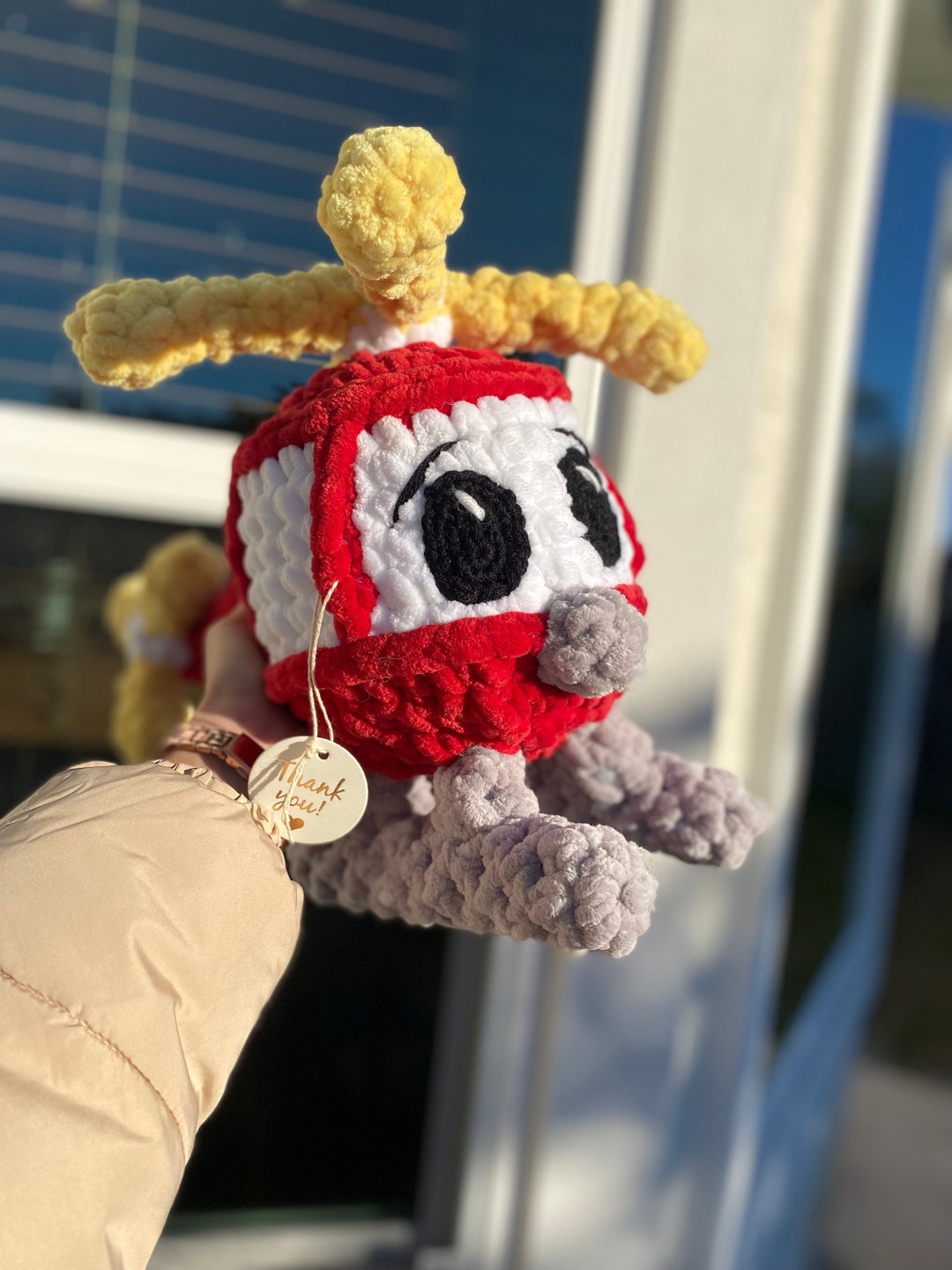 Big Red Amigurumi Soft Plush Helicopter Stuffed Plushie Toy Crochet ...