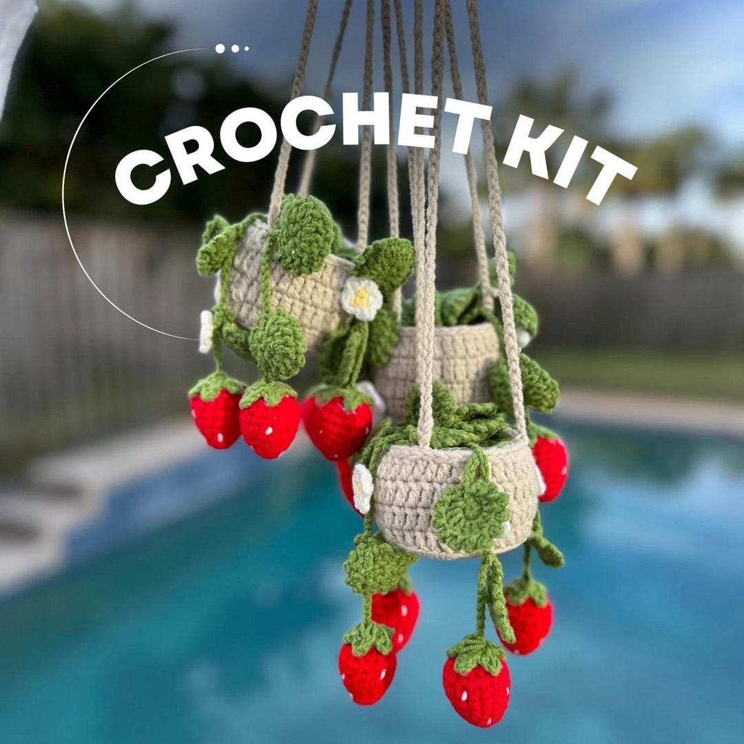DIY Crochet Kit: Hanging Strawberry Plant - Pattern for Housewarming ...