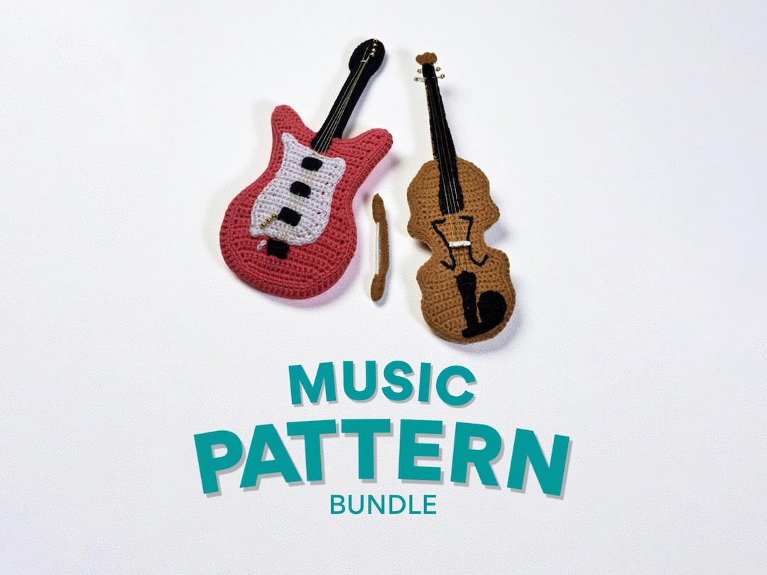 Crochet Pattern Bundle, Electric Guitar, Mini Violin, Easy Crochet ...