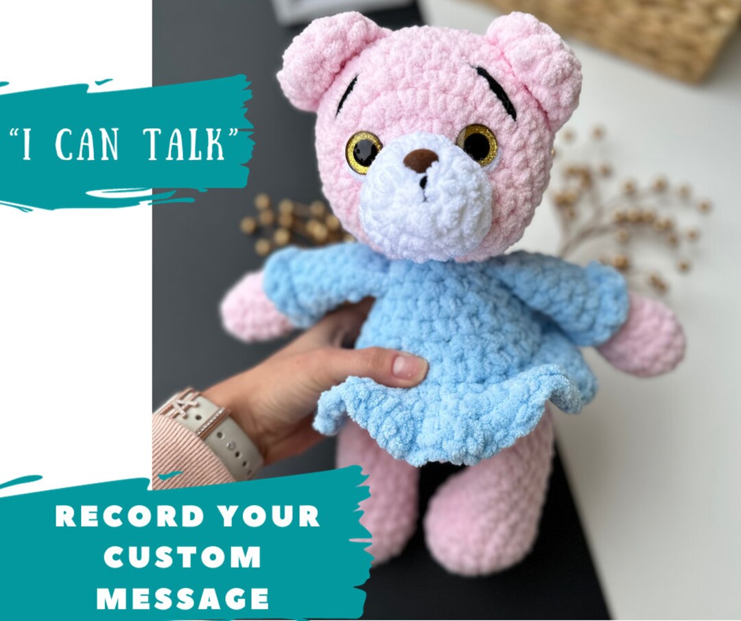 Recordable Stuffed Animal Crochet Plush Bear Custom Gifts for Her ...