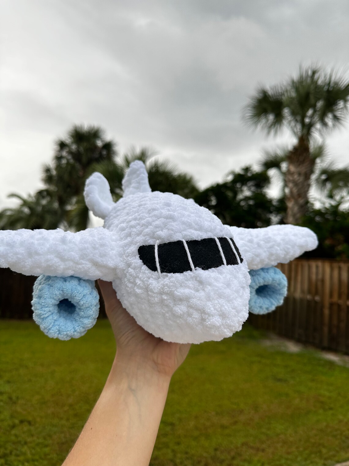 Big White Amigurumi Soft Plush Airplane Stuffed Plushie Toy Crochet ...