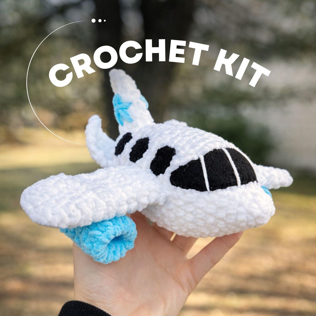 DIY Crochet Kit: Plane Amigurumi Plush Toy, Airplane Kids Room Decor ...