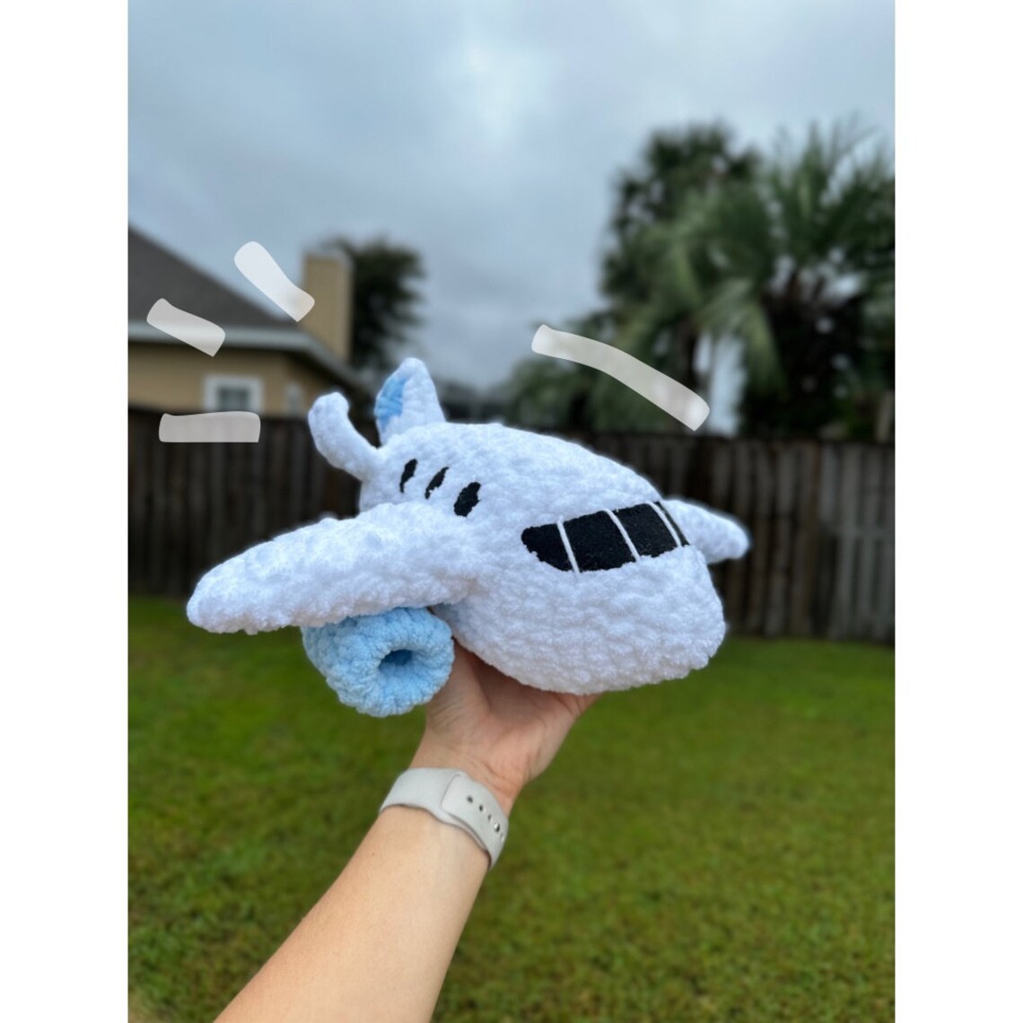 Big White Amigurumi Soft Plush Airplane Stuffed Plushie Toy Crochet ...