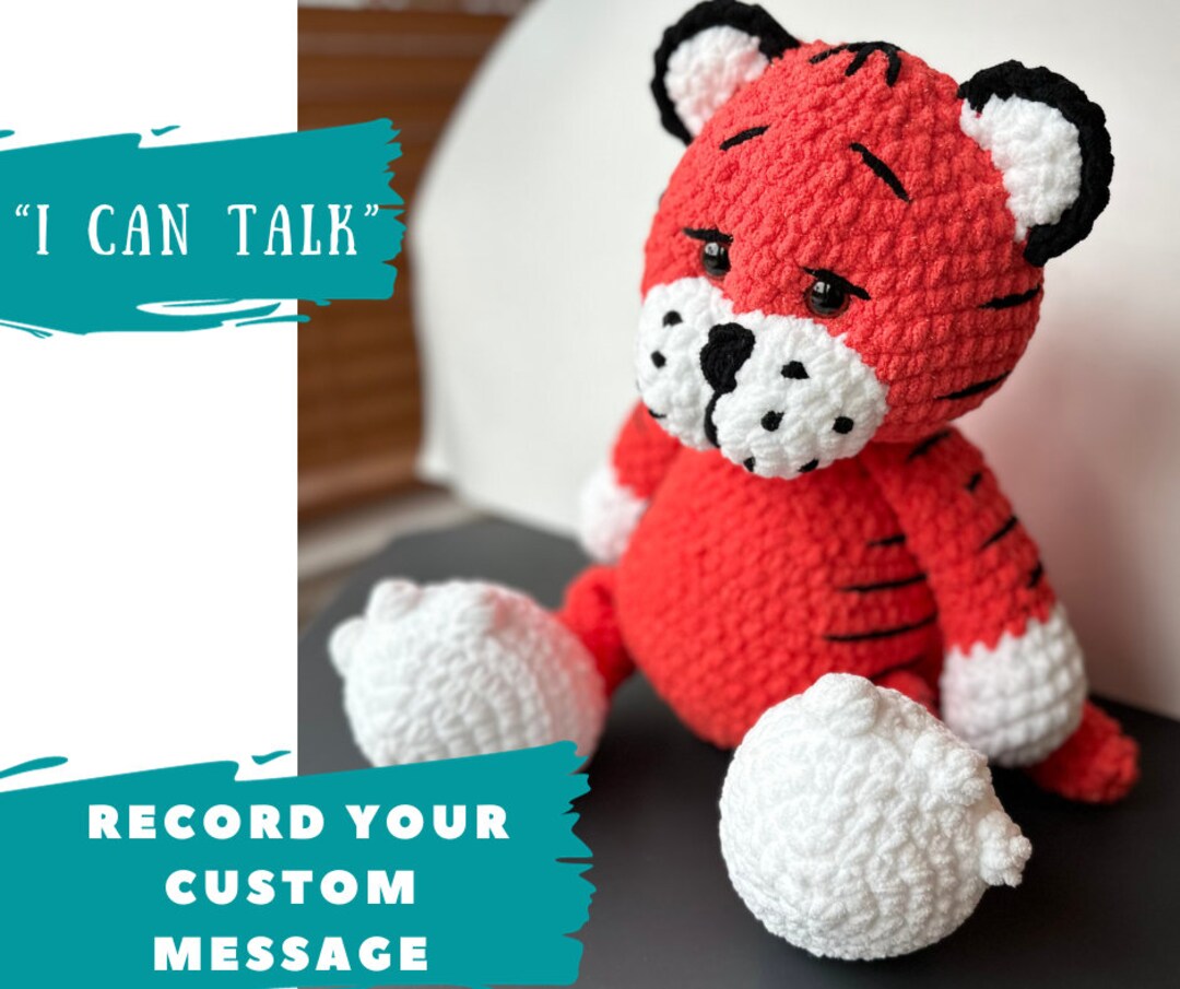 Recordable Stuffed Animal Crochet Plush Tiger Custom Gifts for Her ...
