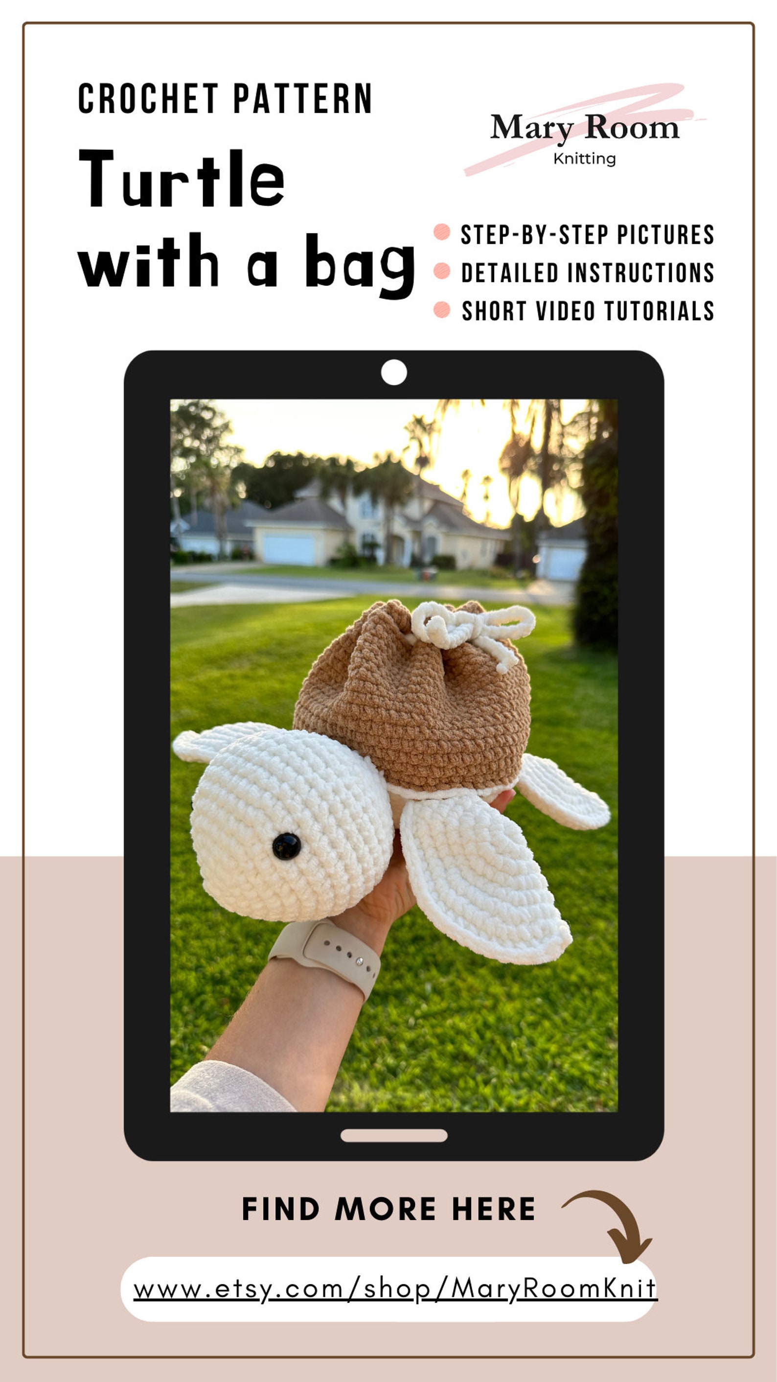 CROCHET TURTLE PATTERN | Turtle With a Bag | Amigurumi Tutorial | Plush ...