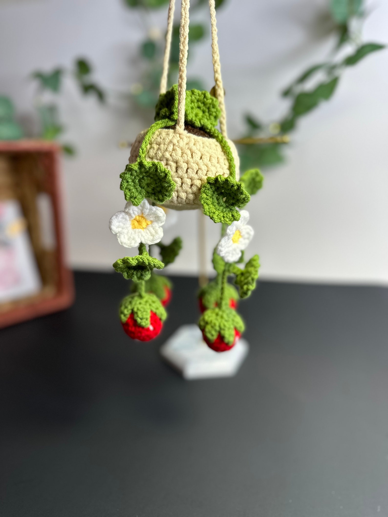 Crochet Hanging Strawberry Plant Pattern, Cute Office and Home Decor ...