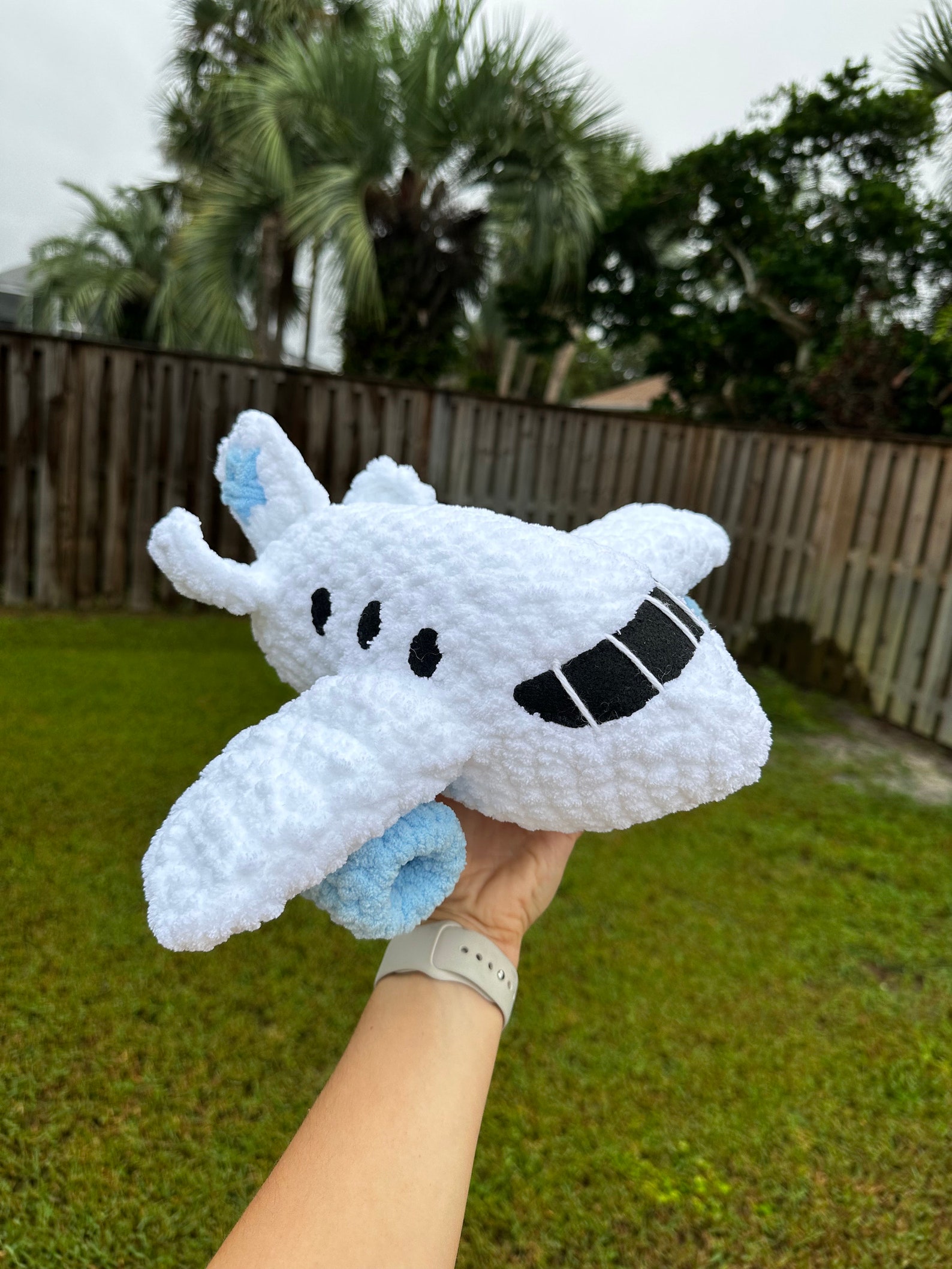 Big White Amigurumi Soft Plush Airplane Stuffed Plushie Toy Crochet ...