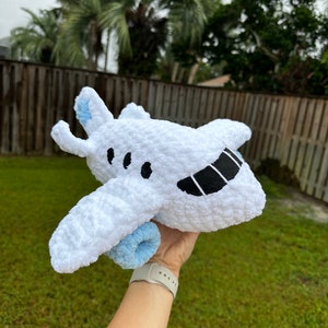 Big White Amigurumi Soft Plush Airplane Stuffed Plushie Toy Crochet ...