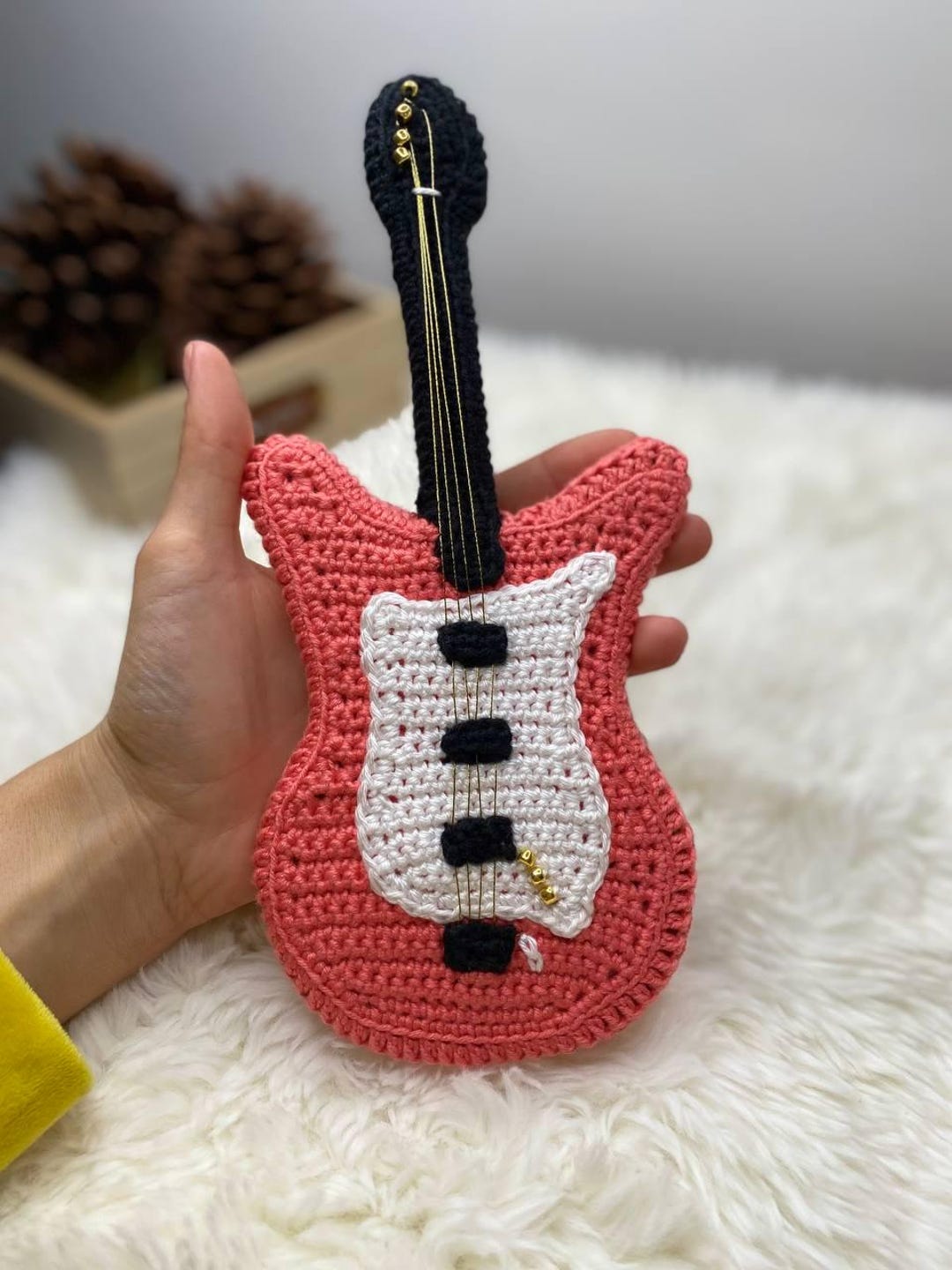 Crochet Guitar Plush Toy, Amigurumi Stuffed Instrument, Handmade ...