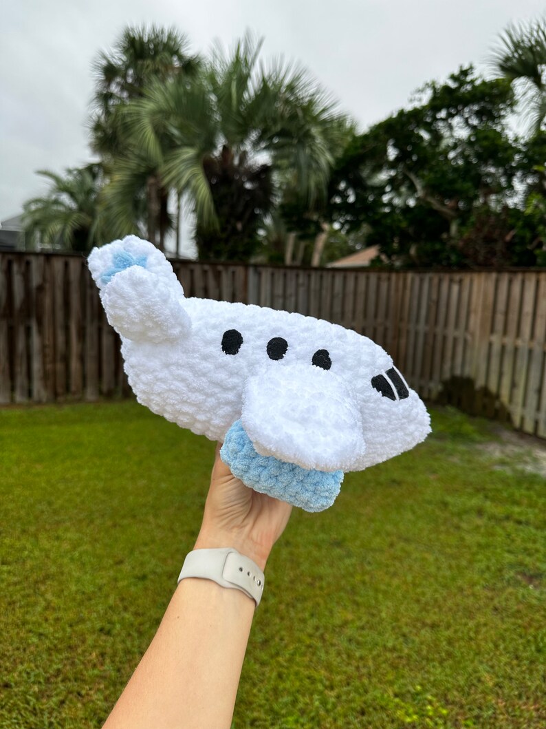 Big White Amigurumi Soft Plush Airplane Stuffed Plushie Toy Crochet ...