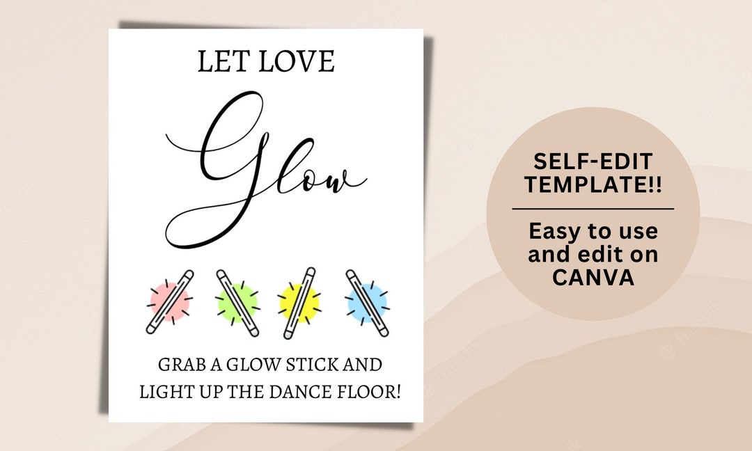 LET LOVE GLOW Wedding Sign, Fun Wedding Sign, Interactive Wedding Sign ...