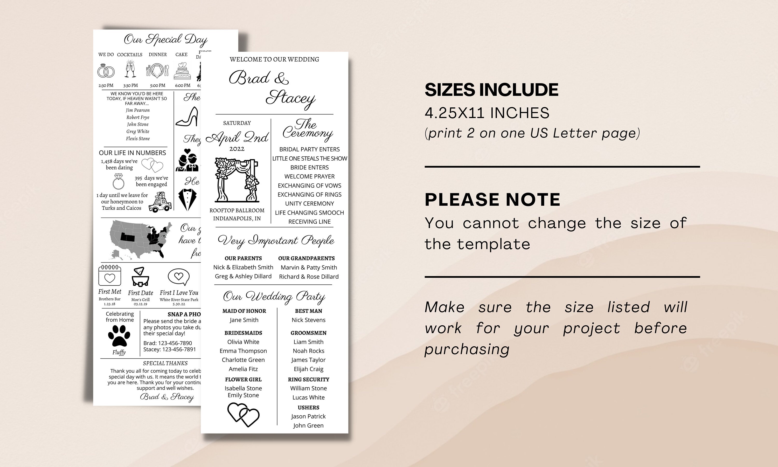 Infographic Wedding Program Template, Fun Wedding Program, Interactive ...