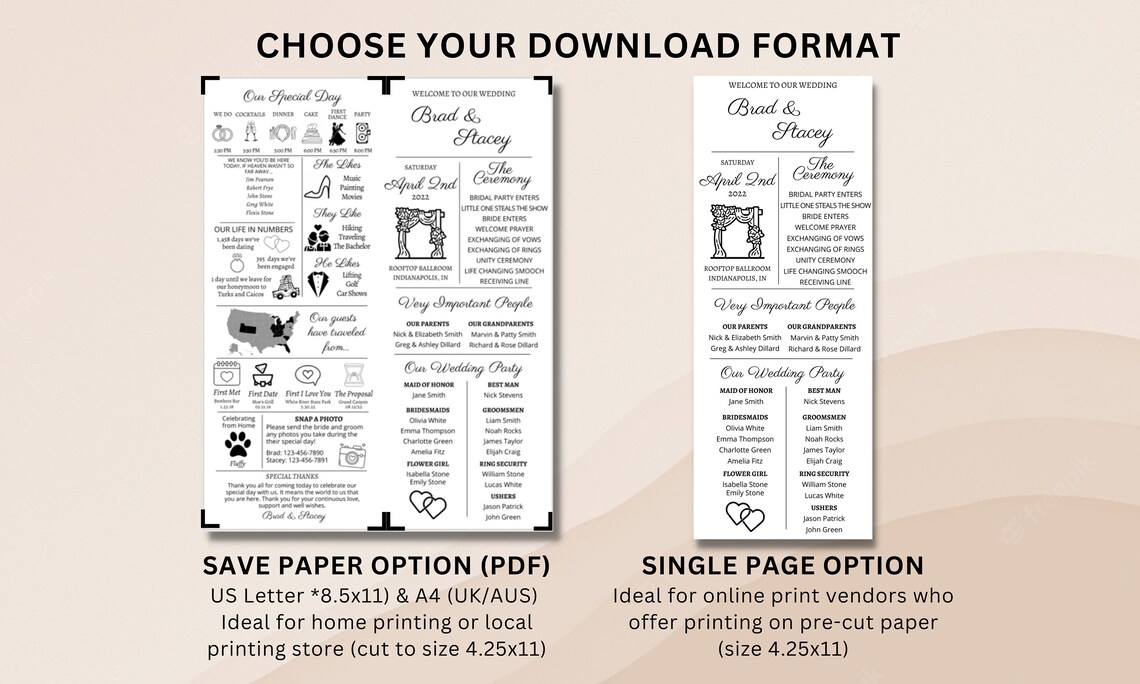 Infographic Wedding Program Template, Fun Wedding Program, Interactive ...