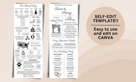 Infographic Wedding Program Template Fun Wedding Program - Etsy