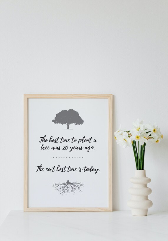 Best Time to Plant A Tree Motivational Wall Art Positive - Etsy
