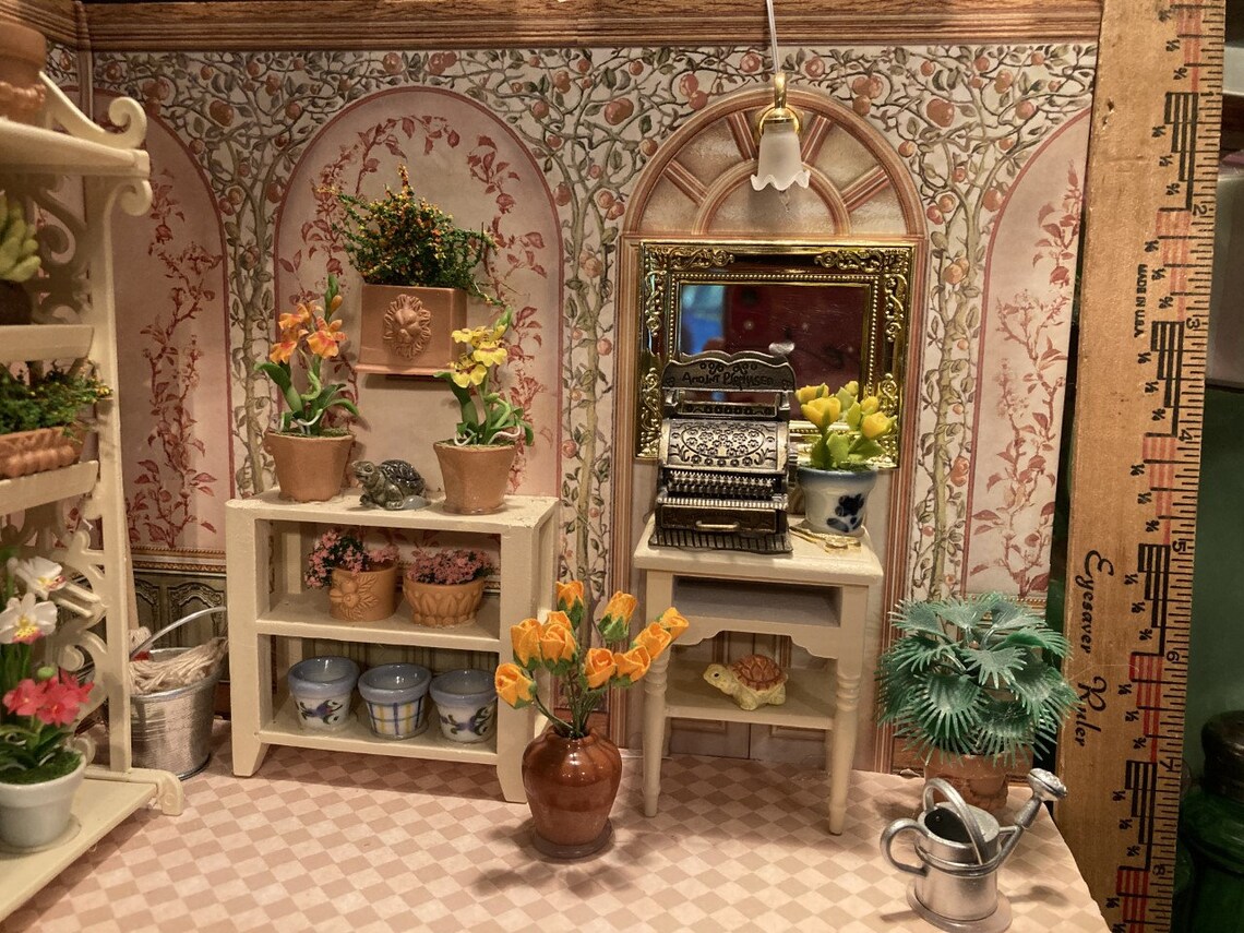 Corner Flower Shop Diorama - This 1:12 Scale Dollhouse Miniature Room ...