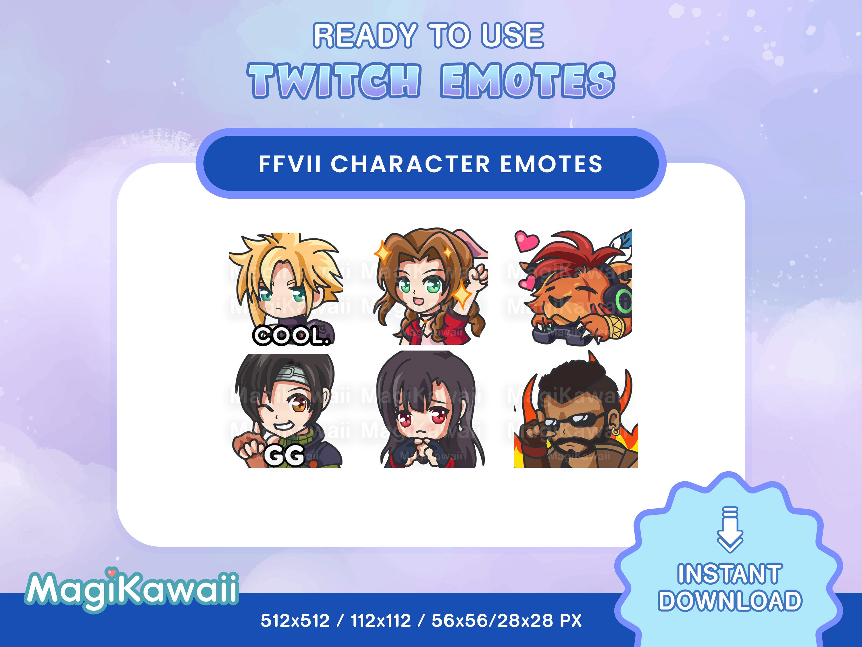 FFVII Remake Emote Set for Twitch Streamers, Youtube, Discord, FFVII ...