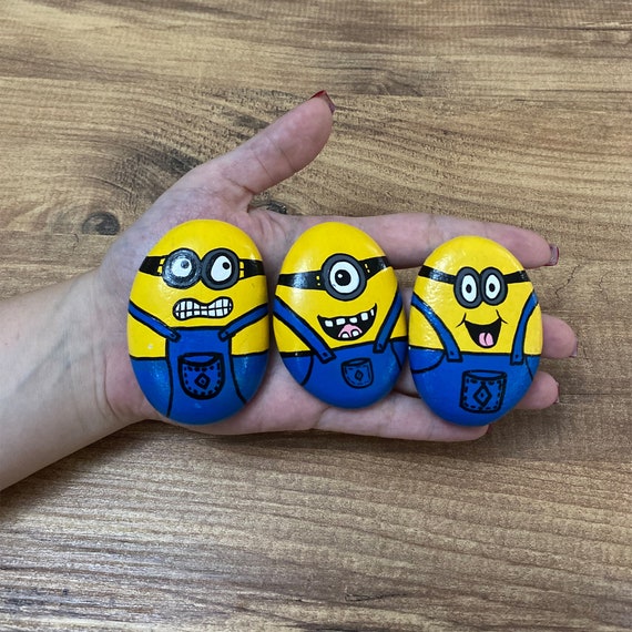 Rock Painting Designs Minion Minions Stone Painting, Hand Painted