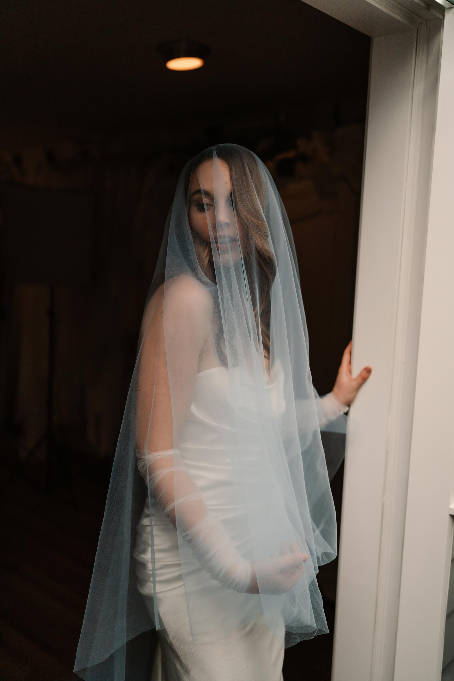 Light Blue Wedding Veil Blusher Blue Veil Dusty Blue Veil Long Two Tier ...