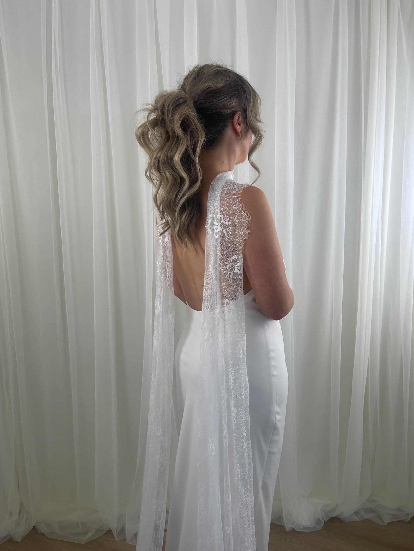 Chantilly Lace Bridal Scarf Lace Neck Tie Long Lace Scarf Veil Neck ...