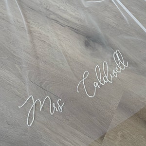 Embroidered Wedding Veil Custom Monogram Veil Wedding Veil With Words ...