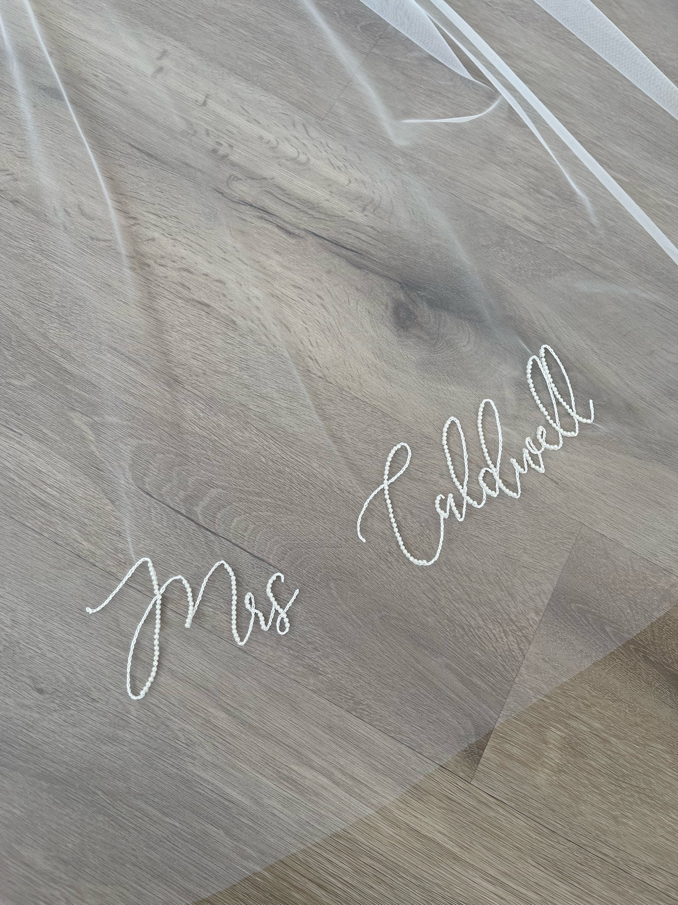Embroidered Wedding Veil Custom Monogram Veil Wedding Veil With Words ...