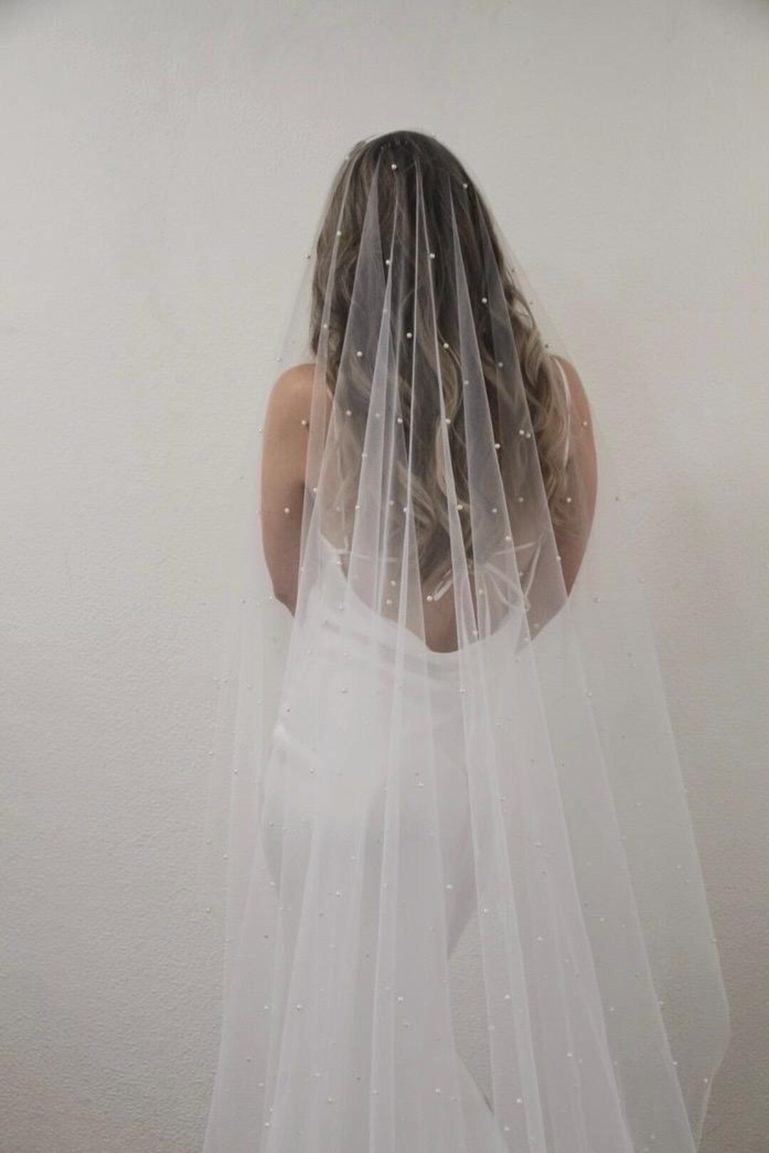 Pearl Wedding Veil Minimal Pearl Veil Simple Drop Pearl Veil ...