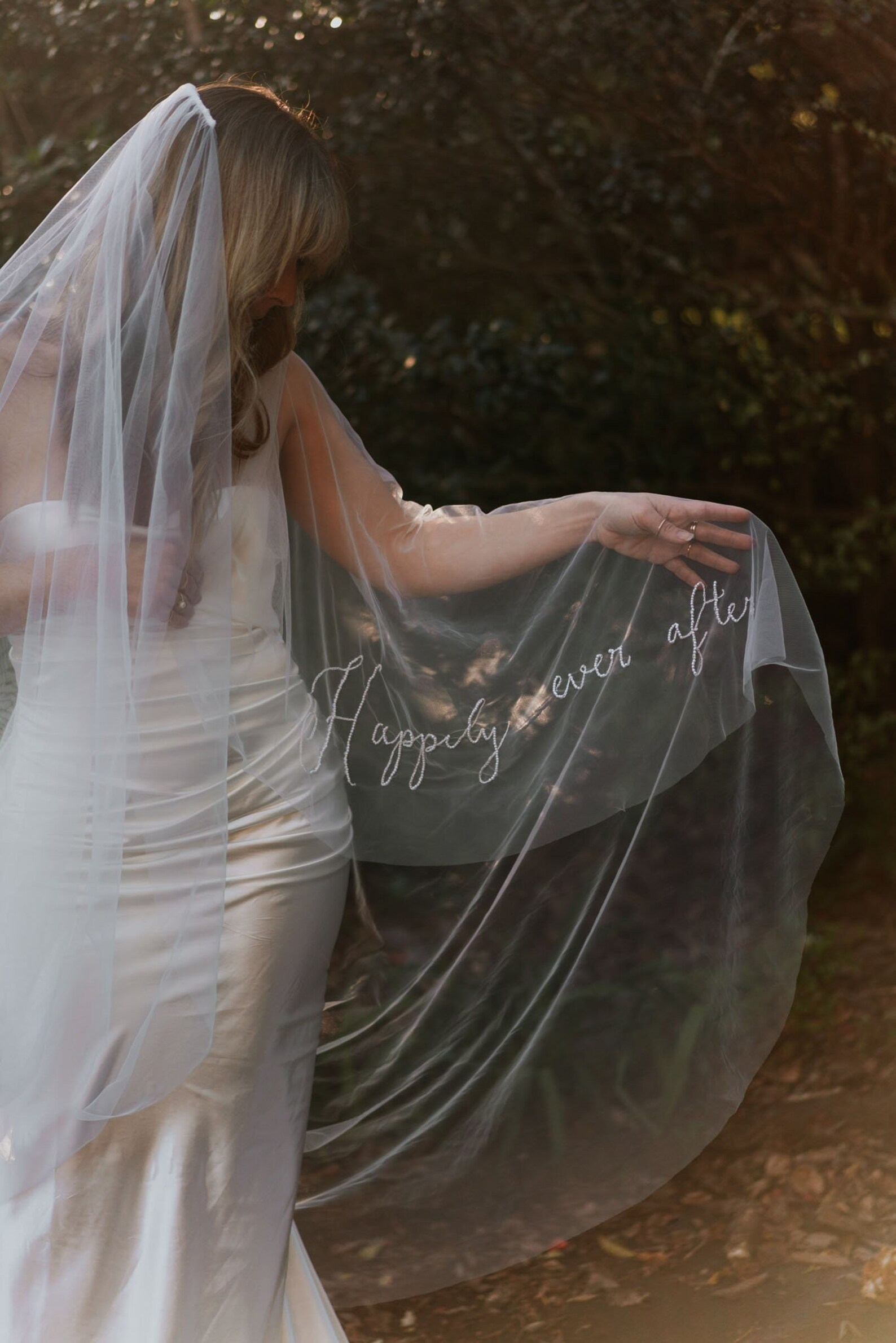 Wedding Veil With Words Pearl Veil Custom Beaded Applique Personalized ...