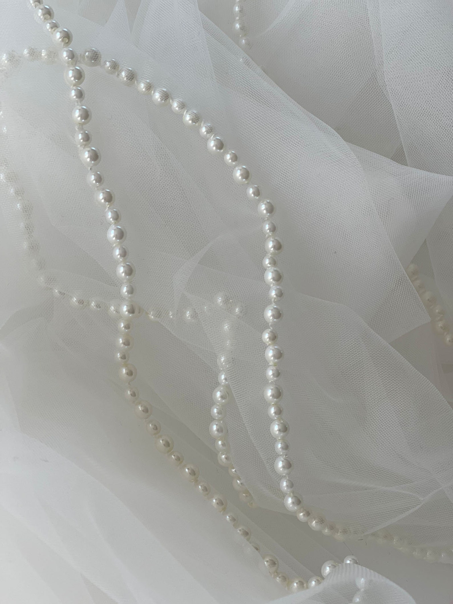 Pearl Mantilla Wedding Veil Pearl Edge Bridal Crown Pearl Veil Headband ...