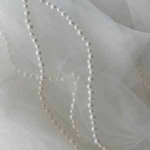 Pearl Mantilla Wedding Veil Pearl Edge Bridal Crown Pearl Veil Headband ...