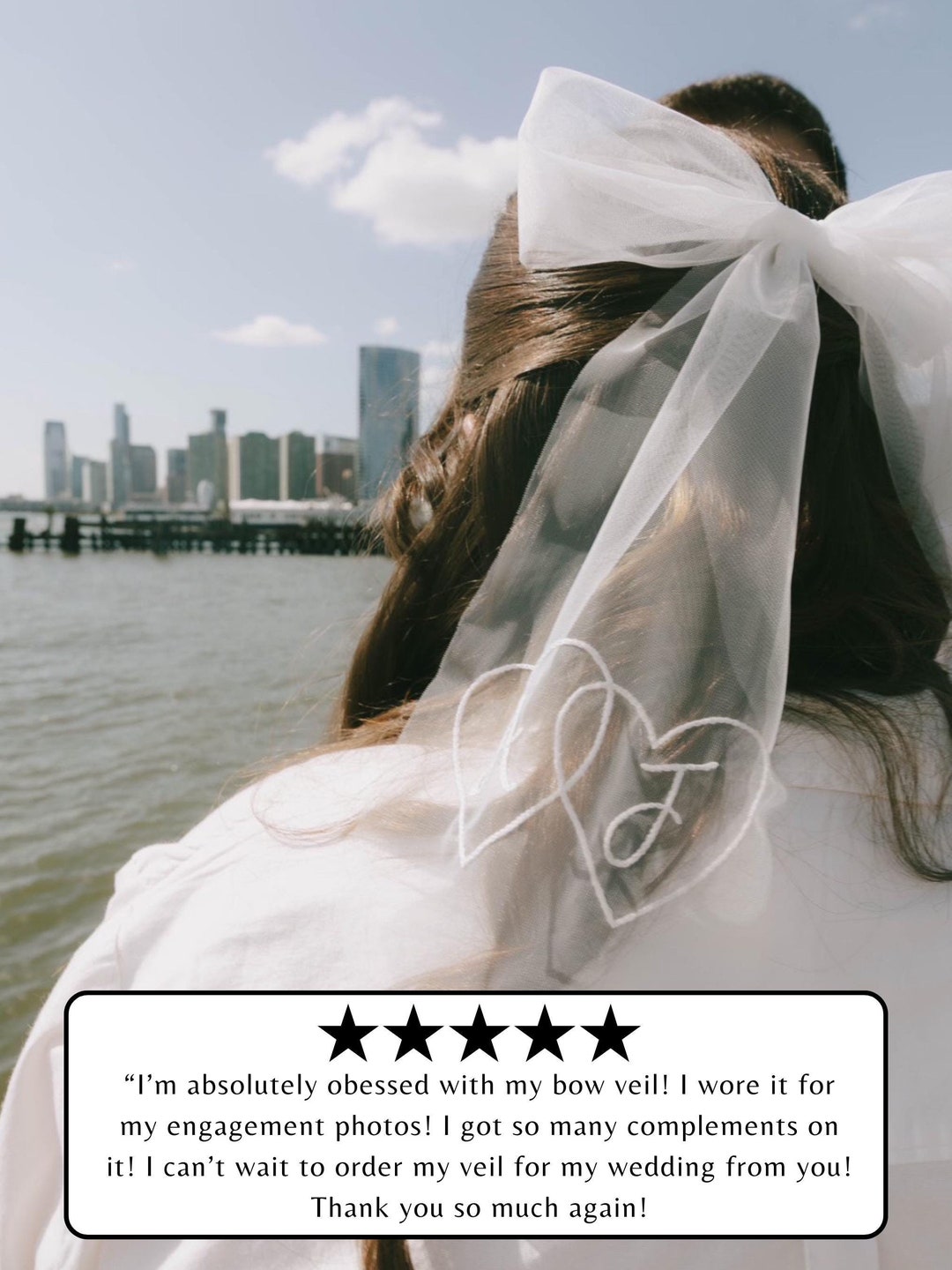 Bachelorette Bow Veil Mini Heart Veil Embroidered Initial Veil Bride ...