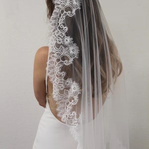 Short Lace Veil Mini Mantilla Veil Short Bridal Veil Ivory Eyelash Lace ...